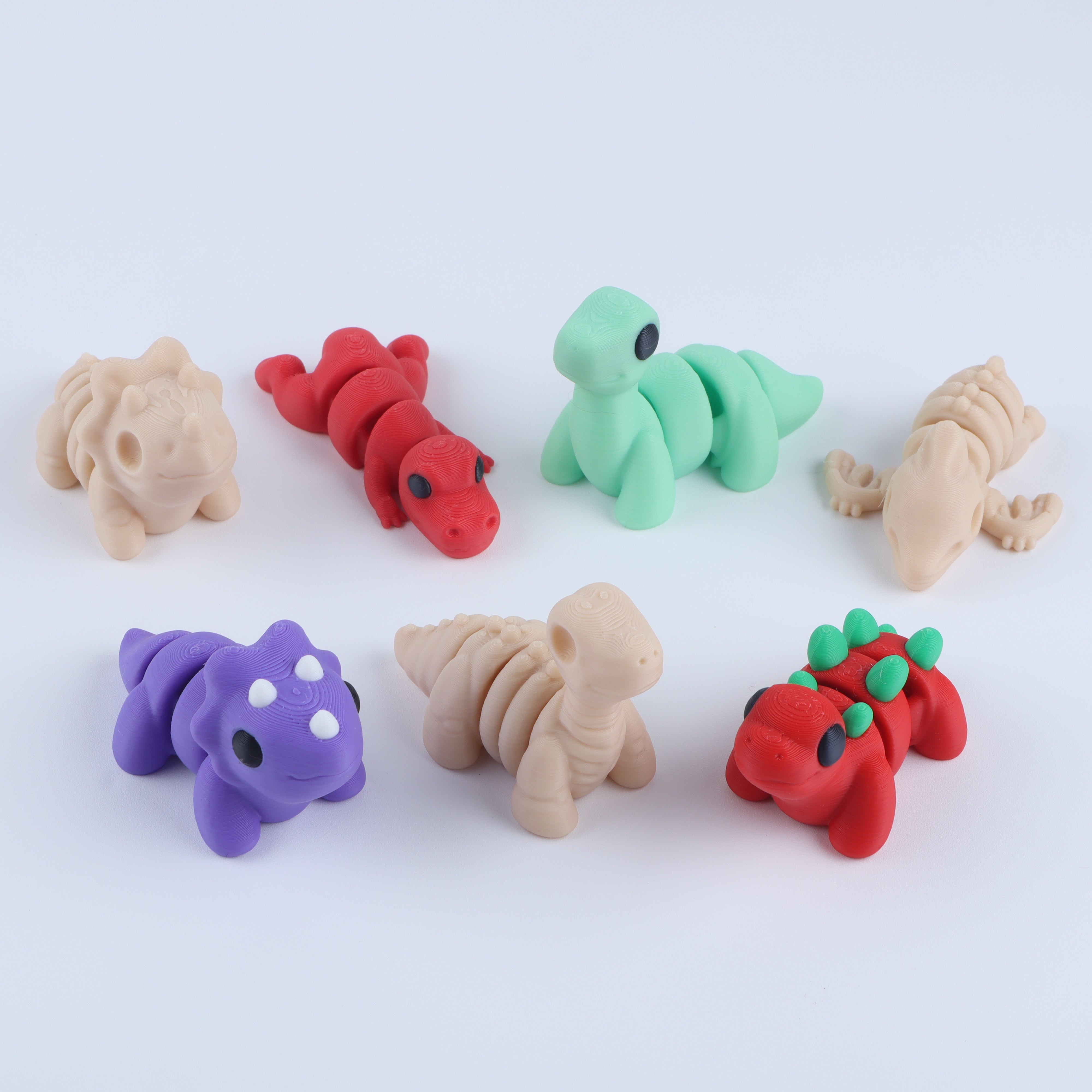 Mini 3D Printed Dinosaurs - Articulated Dino & Fossil Set (7 Pack ...
