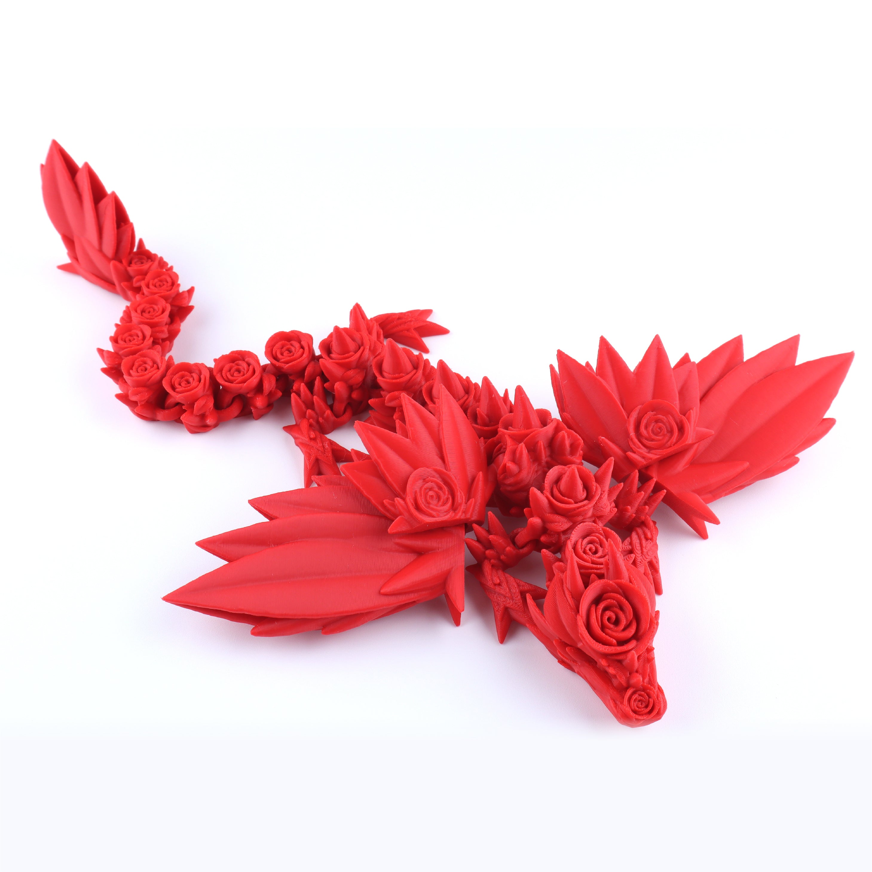 3D Printed Rose Winged Dragon Fidget Toy – Articulated Floral Desk Toy ...